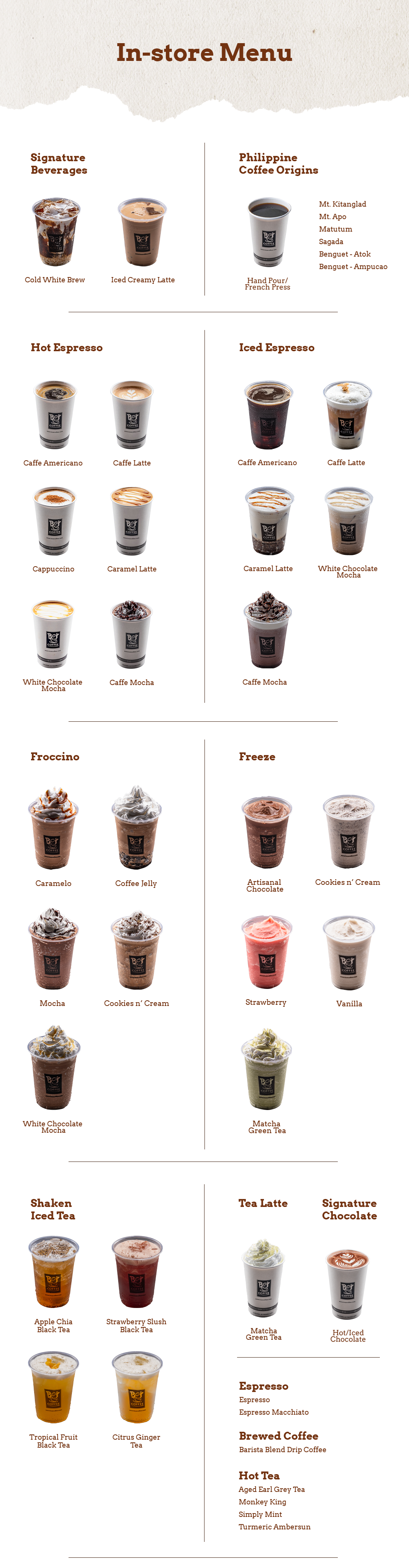 Menu Homegrown Brew Philippine Coffee Store | Bo's Coffee